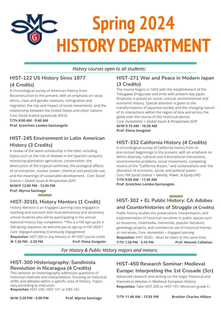 History Course Offerings | Saint Mary's College